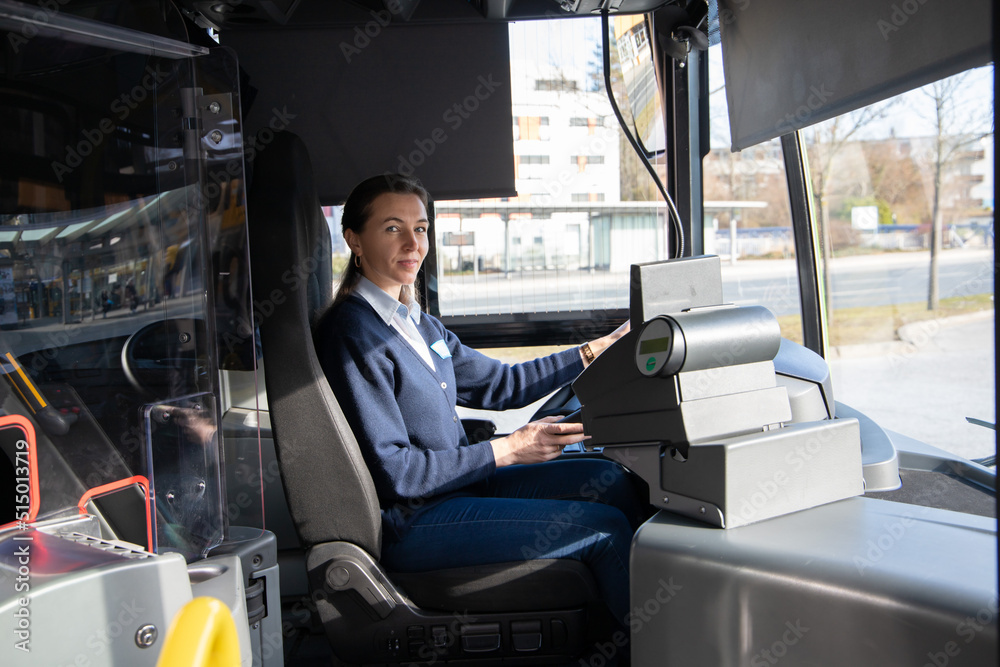 woman bus driver is in the working city Stock Photo | Adobe Stock