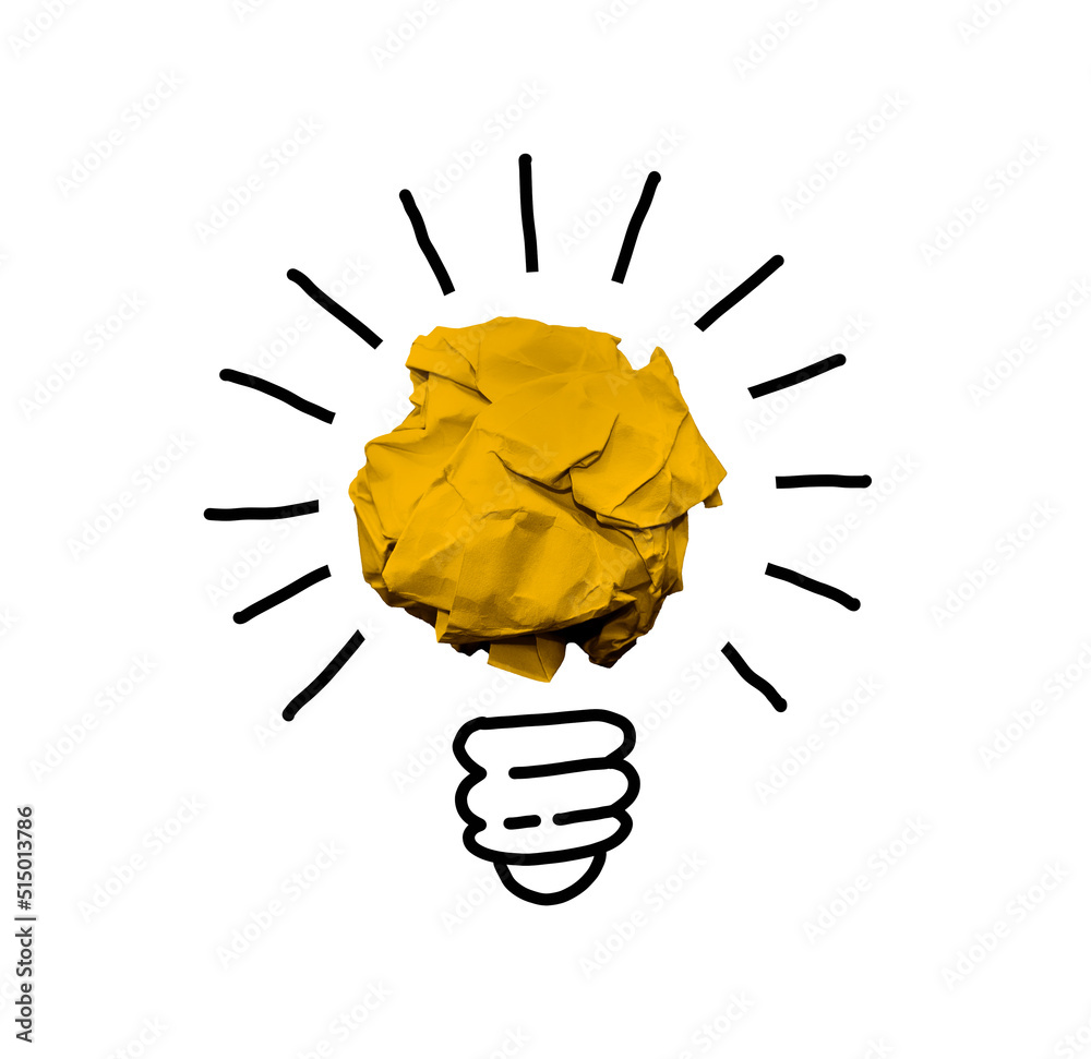 Good idea sign concept with paper light bulb isolated in white ...