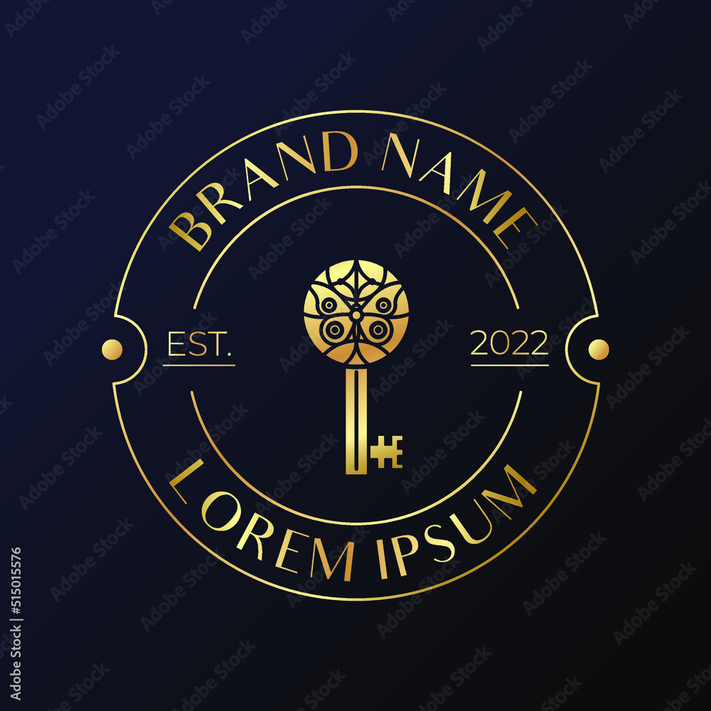 KEY with BUTTERFLY LOGO for a brand of locks and keys in VECTOR FORMAT ...