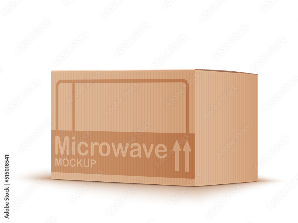3d Cardboard Microwave Oven Box. Eco Friendly Carton Package. Vector ...