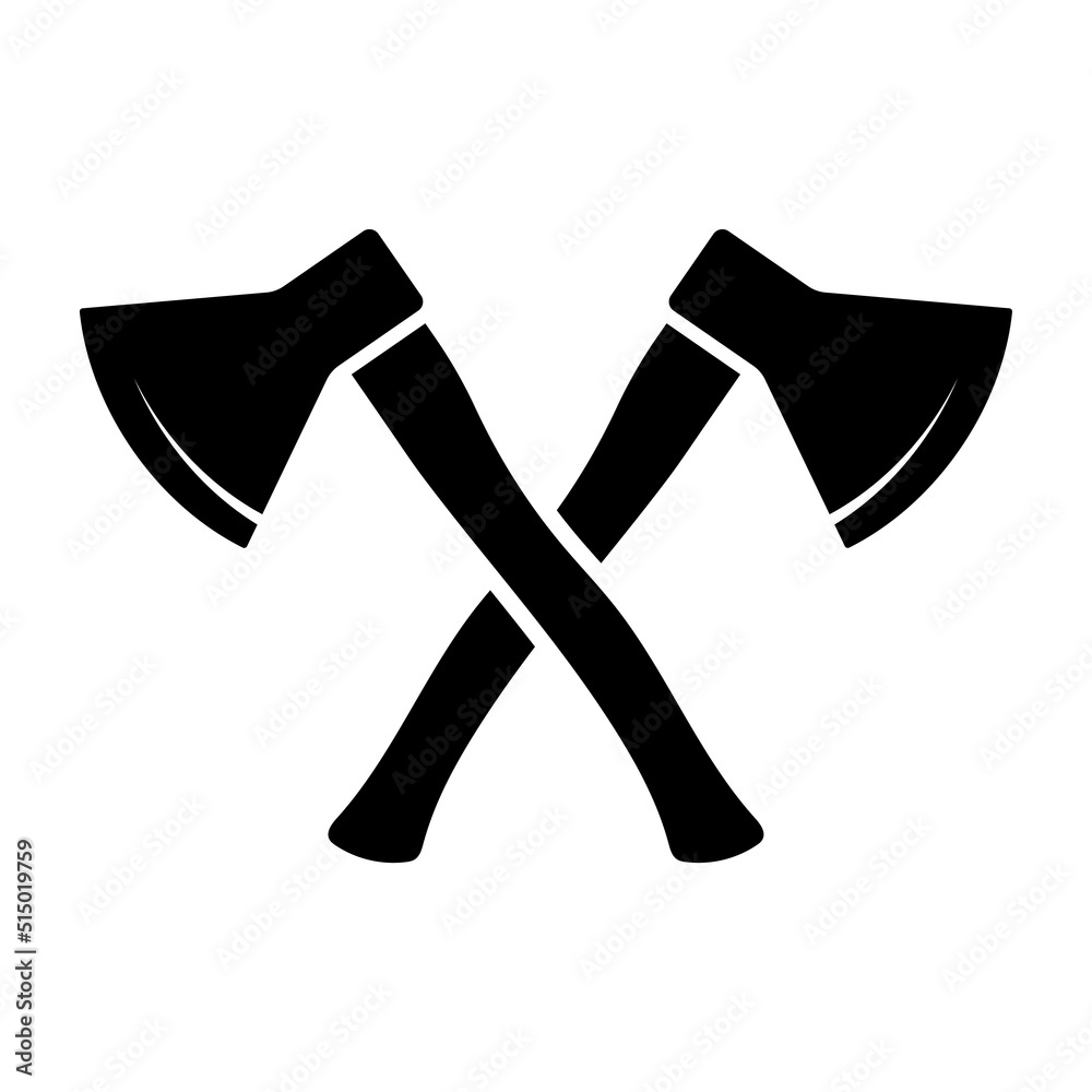 Crossed axes icon. Black silhouette. Front side view. Vector simple ...