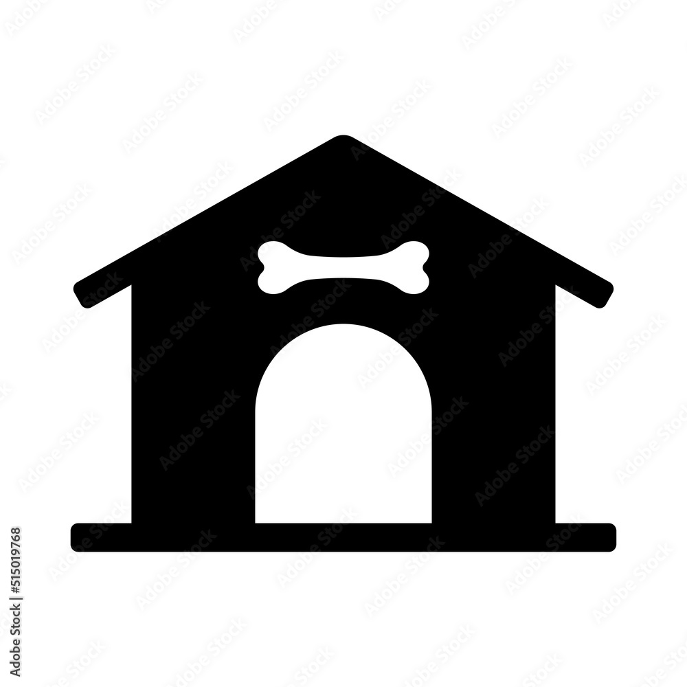 Kennel icon. Doghouse. Black silhouette. Front view. Vector simple flat graphic illustration ...