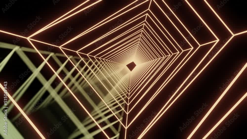 3d animation - abstract background, neon light beam, flight forward ...