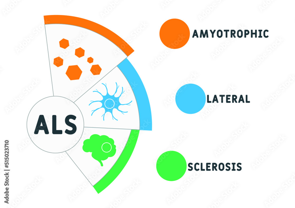 ALS - Amyotrophic Lateral Sclerosis acronym. medical concept background ...
