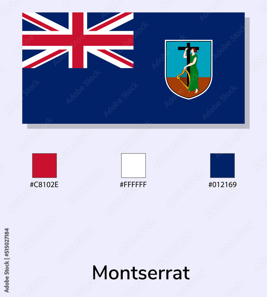 Vector Illustration of Montserrat flag isolated on light blue ...