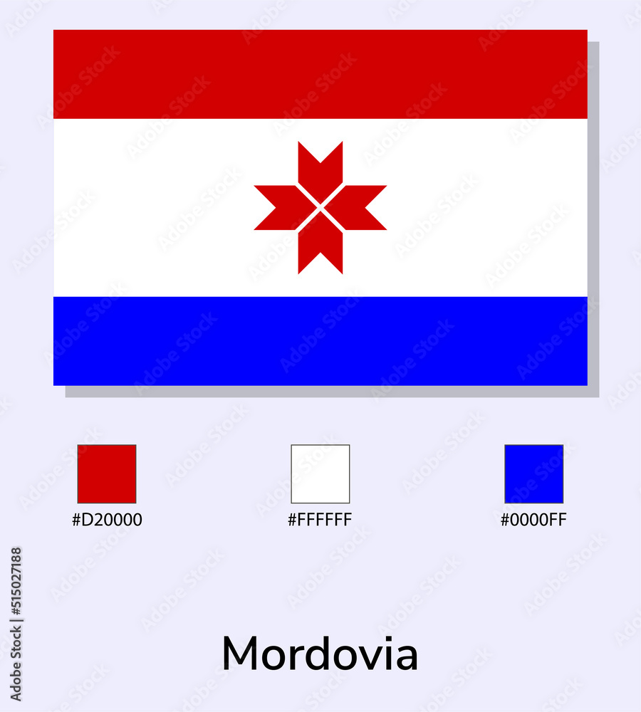Vector Illustration of Mordovia flag isolated on light blue background ...