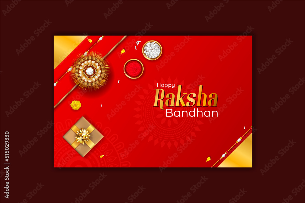 raksha bandhan creative rakhi illustration banner with red background ...