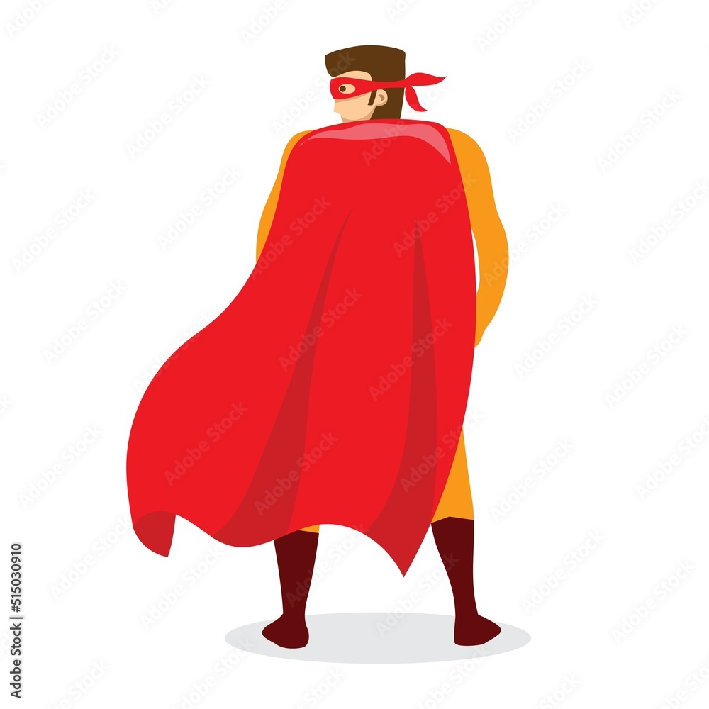 Vector illustrations in flat design of male superheroe in funny comics ...