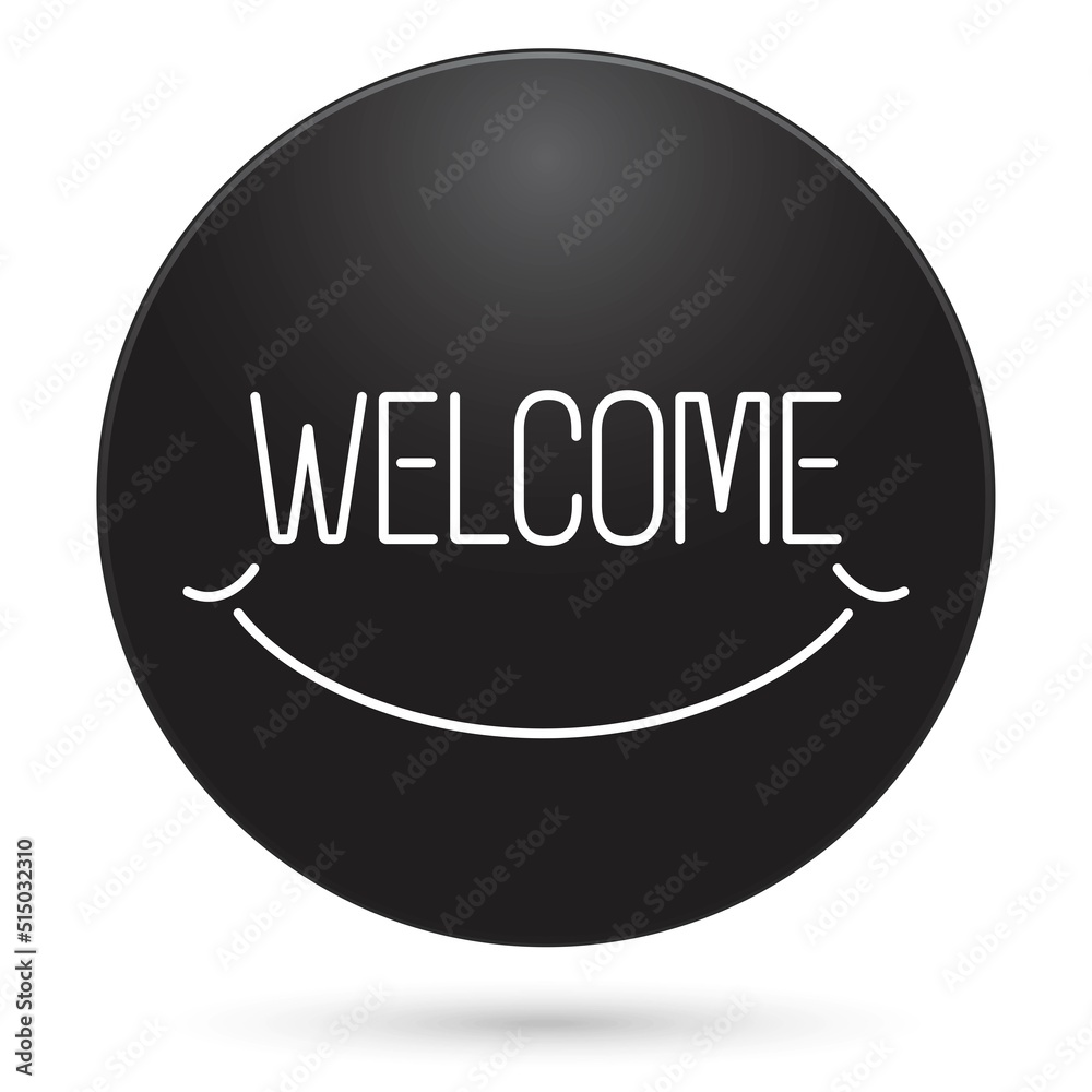 welcome icon, black circle button, vector illustration. Stock Vector ...