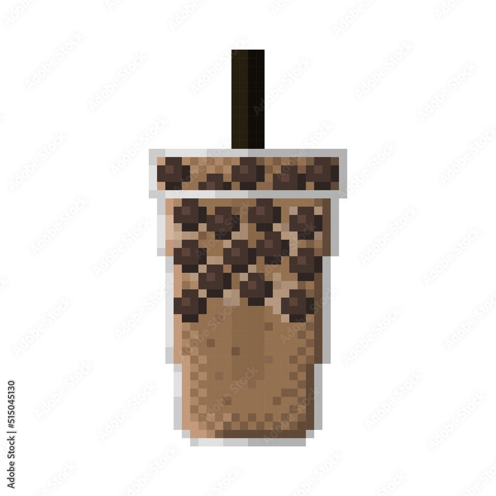 Pearl Milk Tea pixel art. Vector illustration. Stock Vector | Adobe Stock
