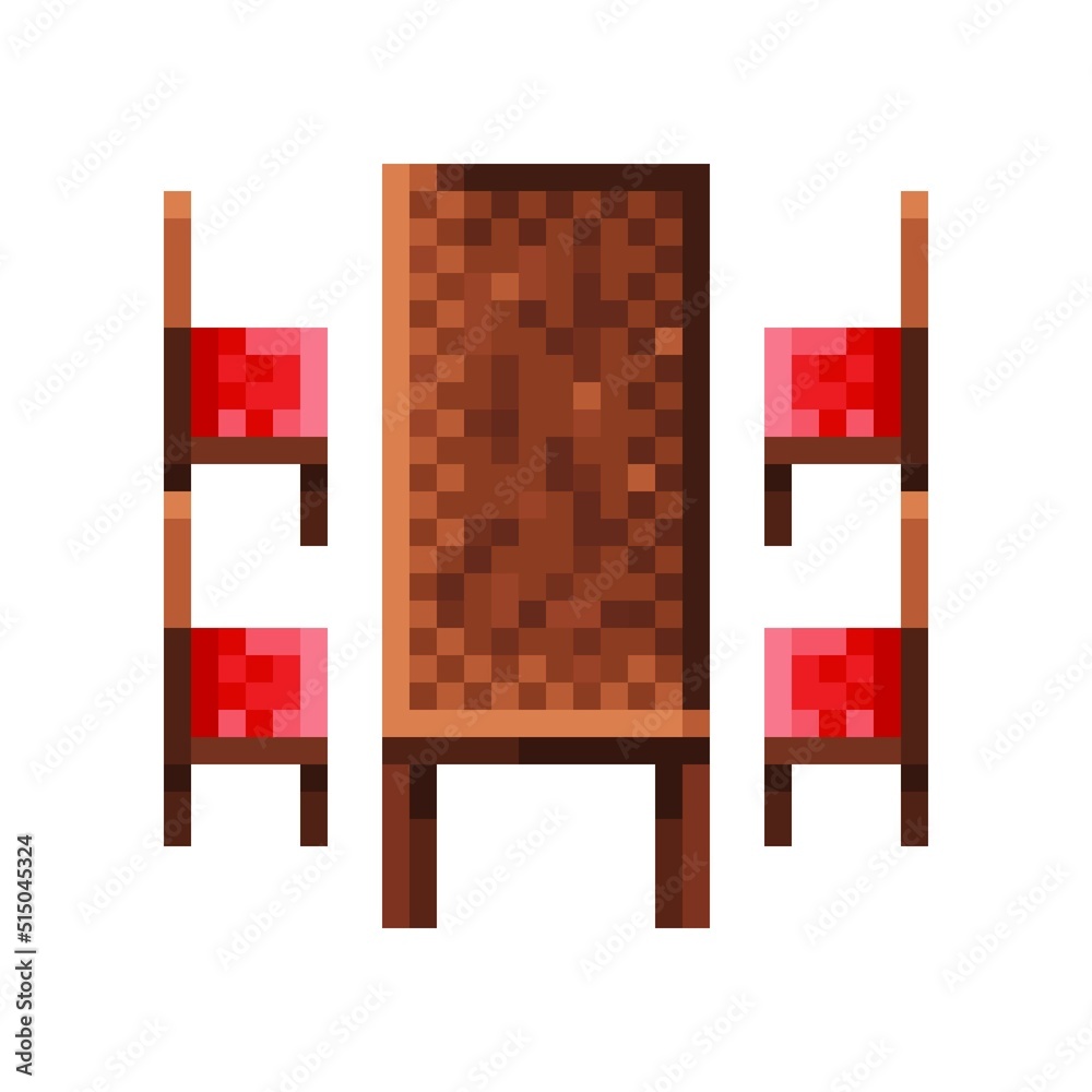 Dining table pixel art. Vector illustration. Stock Vector | Adobe Stock