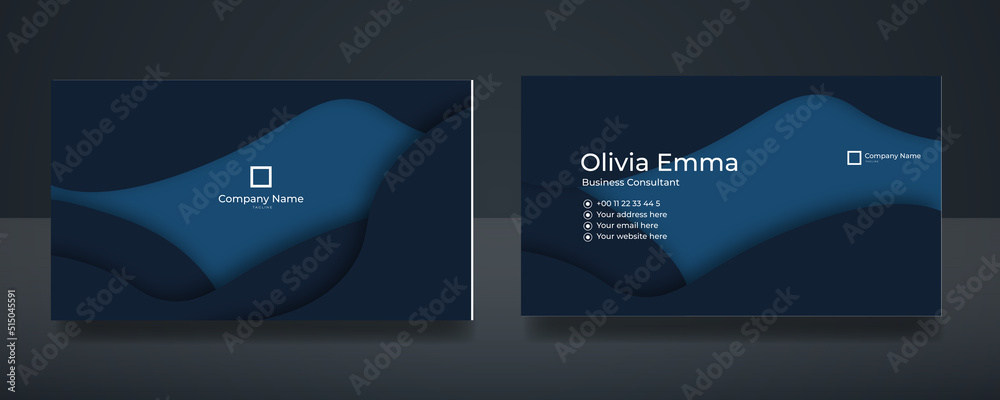 Luxury and elegant dark black navy business card design with gold style ...