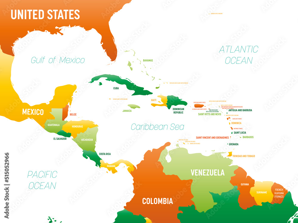 Labeled map of central america