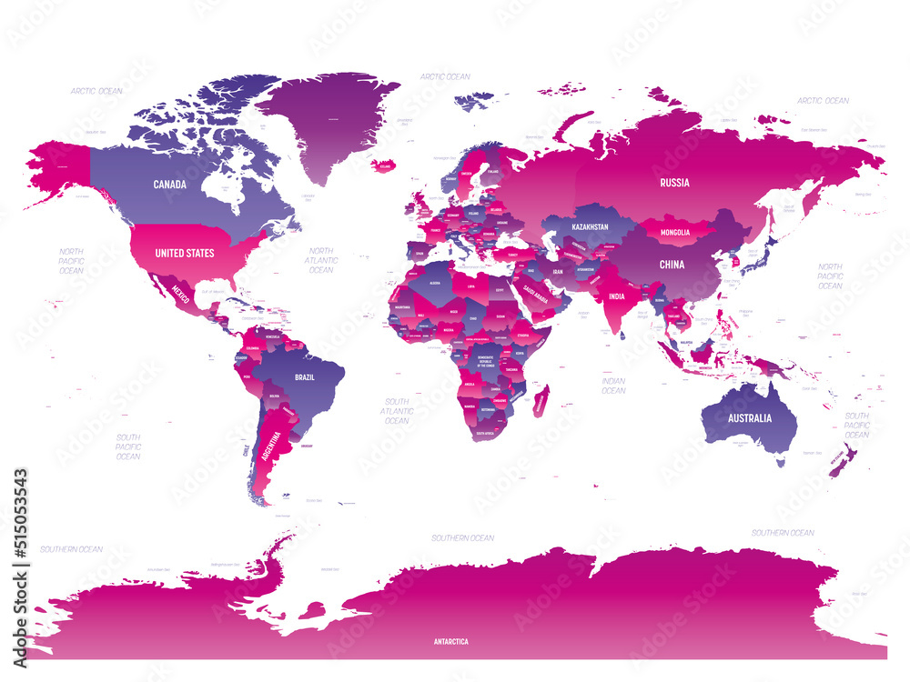 World map detailed political map with lables Stock Vector | Adobe Stock
