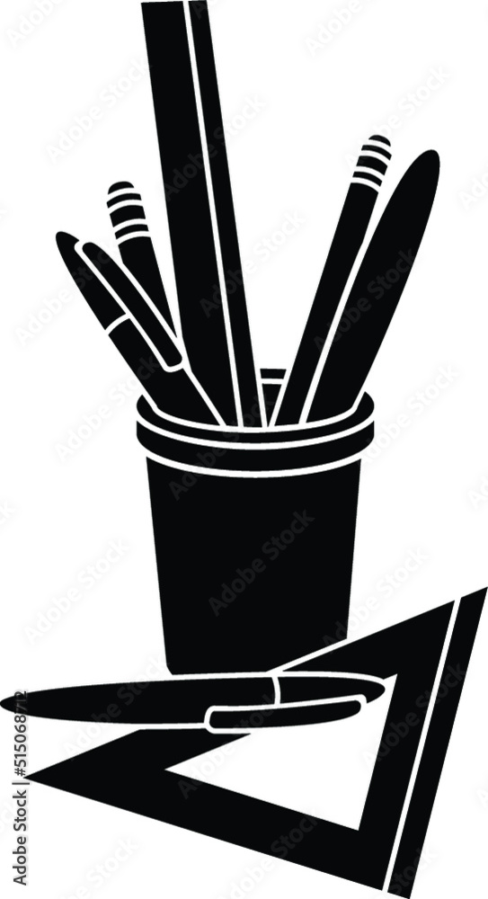 Black and White Cartoon Illustration Vector of Pens with Maths ...