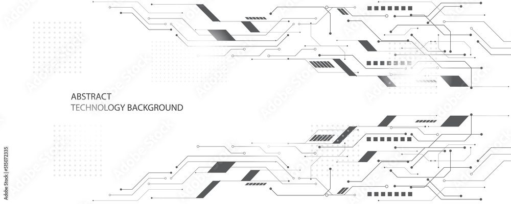 Hi-tech technology pattern, white background vector Stylish Grey ...