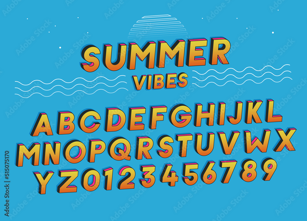 Summer Vibes font effect design with vivid colors. Vector art. Includes ...
