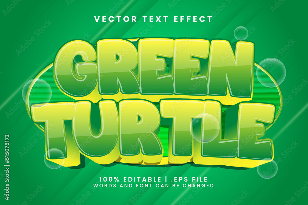 turtle text effect editable green and tropic text style Stock Vector ...