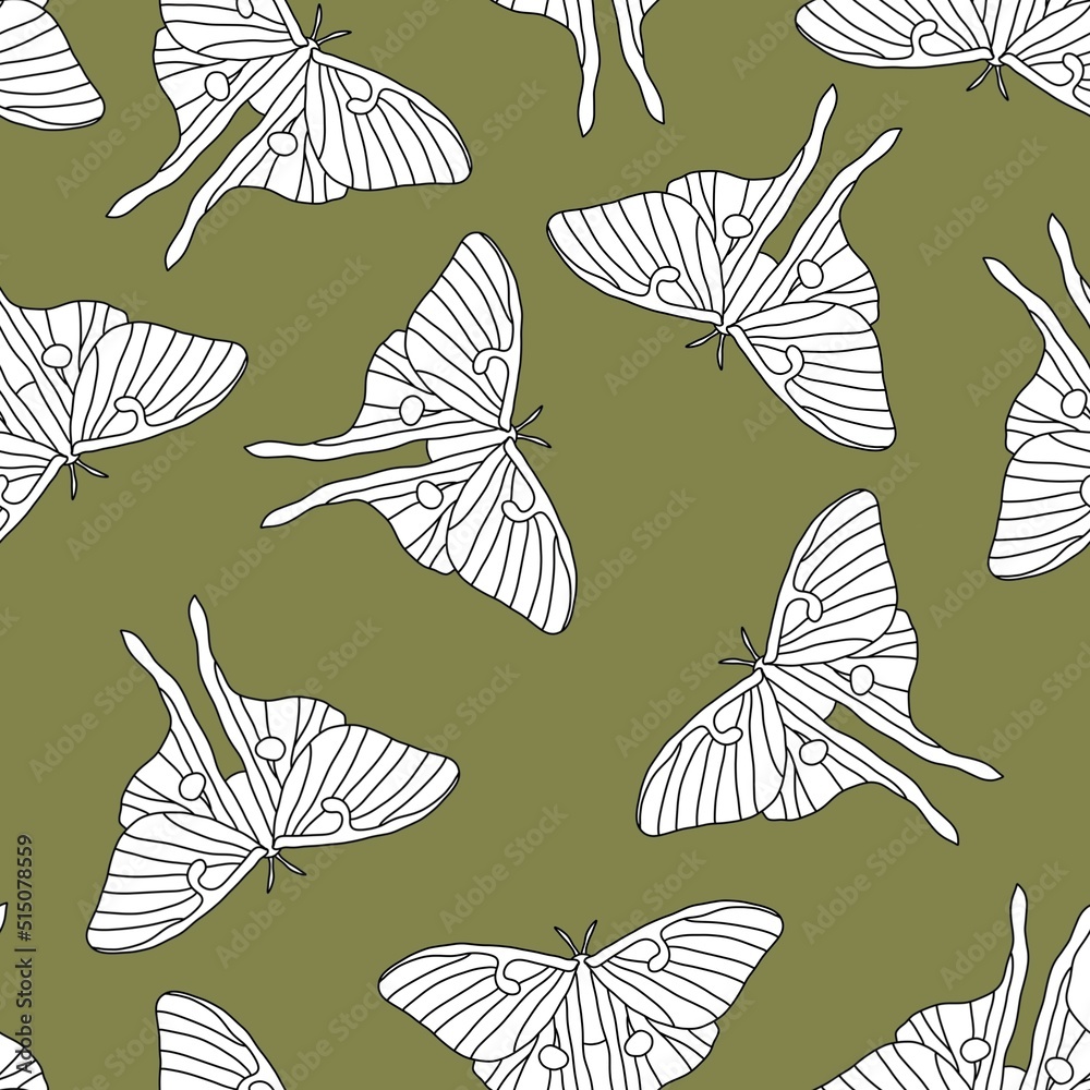 Luna moth seamless butterfly pattern for fabrics and wrapping paper and ...