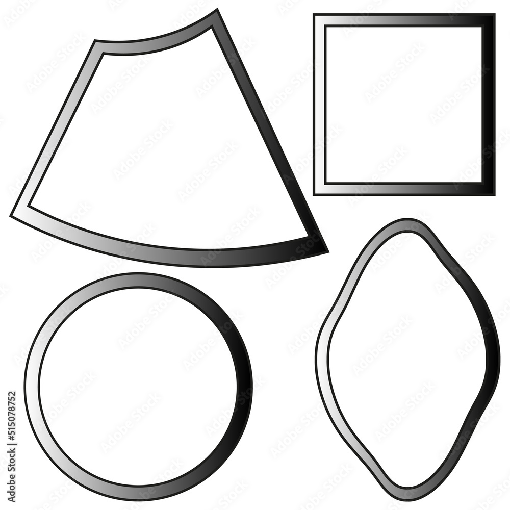 Abstract brush frames different shapes. Circle frame set. Square frame ...