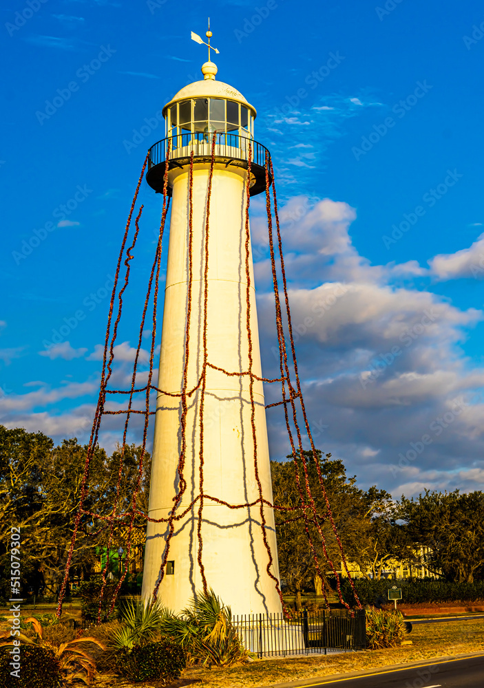 The Biloxi Lighthouse was erected in 1848 and was one of the first cast ...