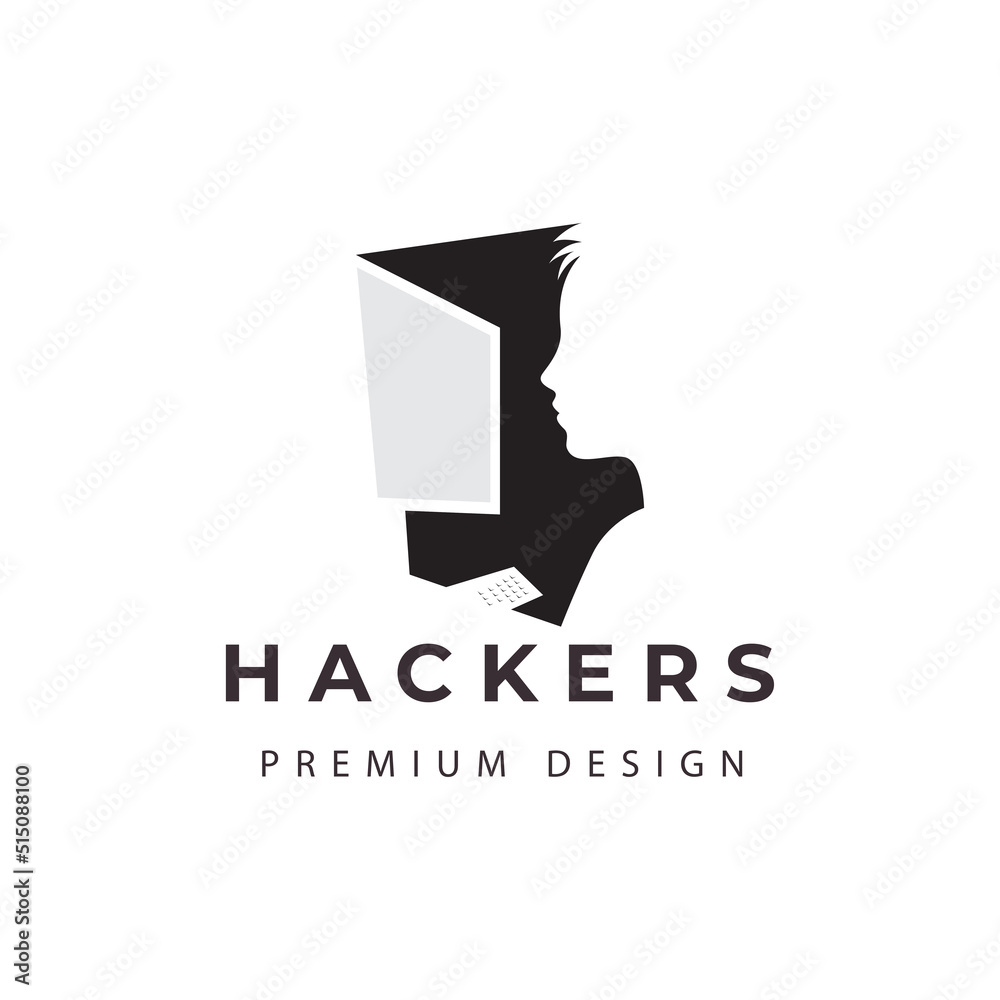 hacker designer computer black background logo vector icon symbol ...