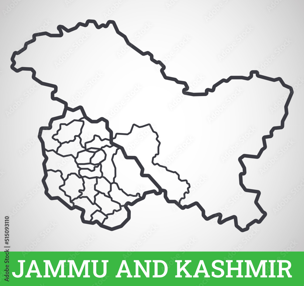 Simple outline map of Jammu and Kashmir. Vector graphic illustration. Stock Vector | Adobe Stock