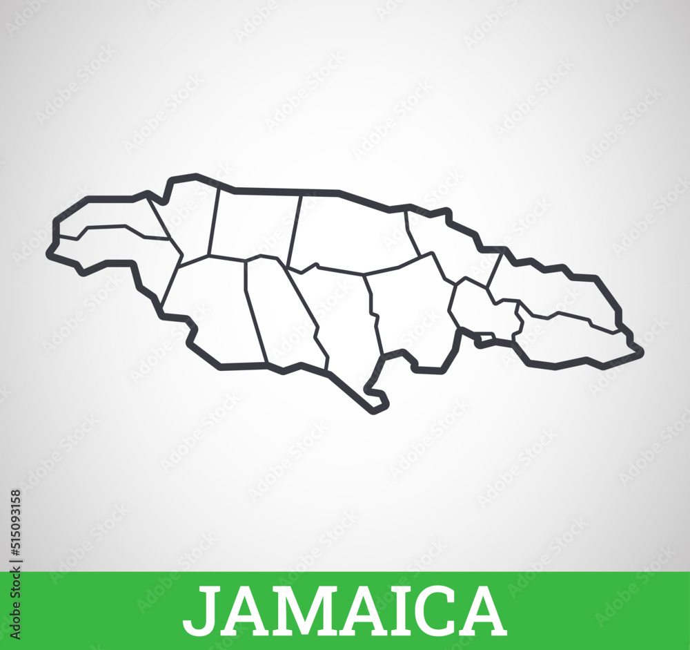 Simple outline map of Jamaica with regions. Vector graphic illustration ...