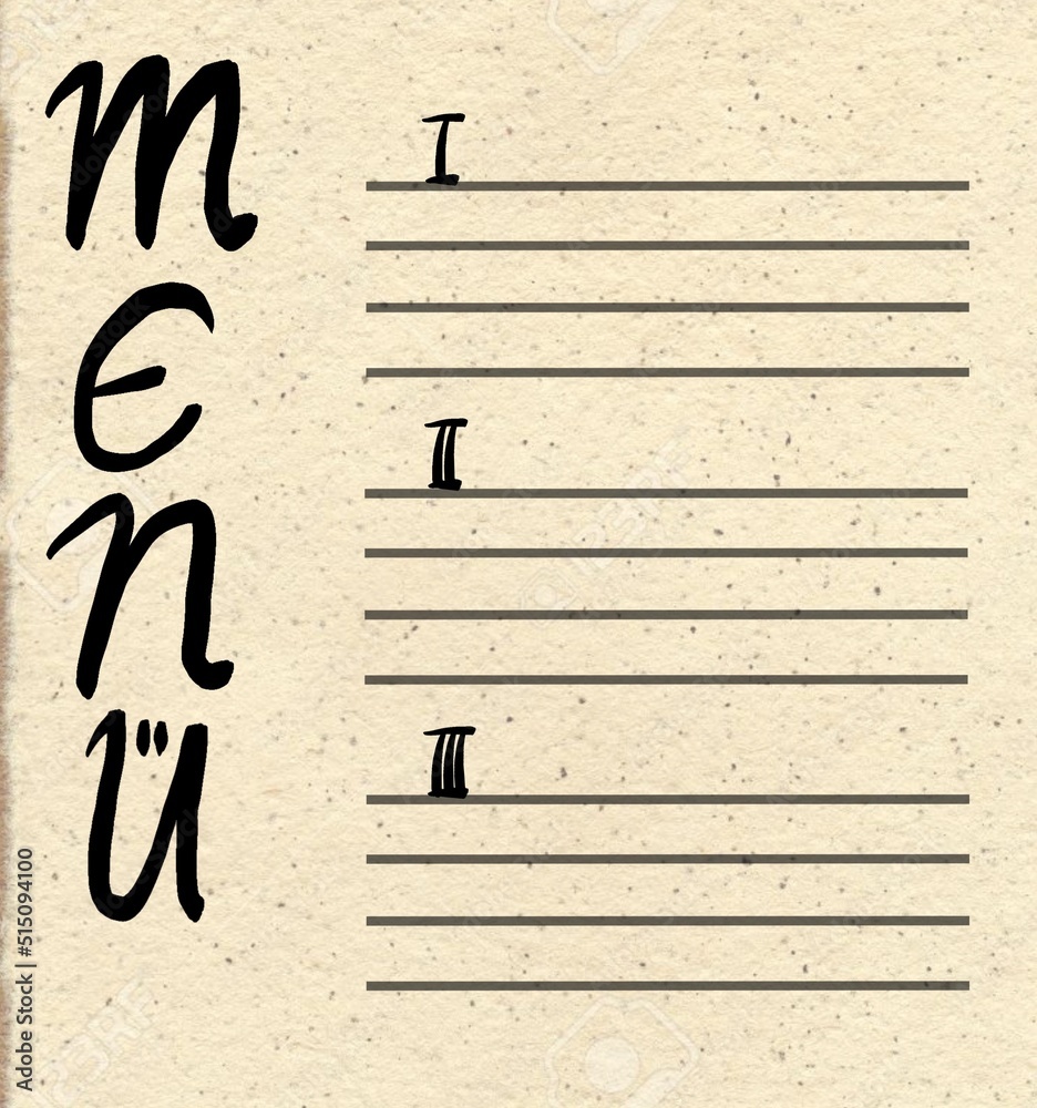 Menü - 3 Gänge Menü - Menükarte - Speisekarte - Büttenpapier ...