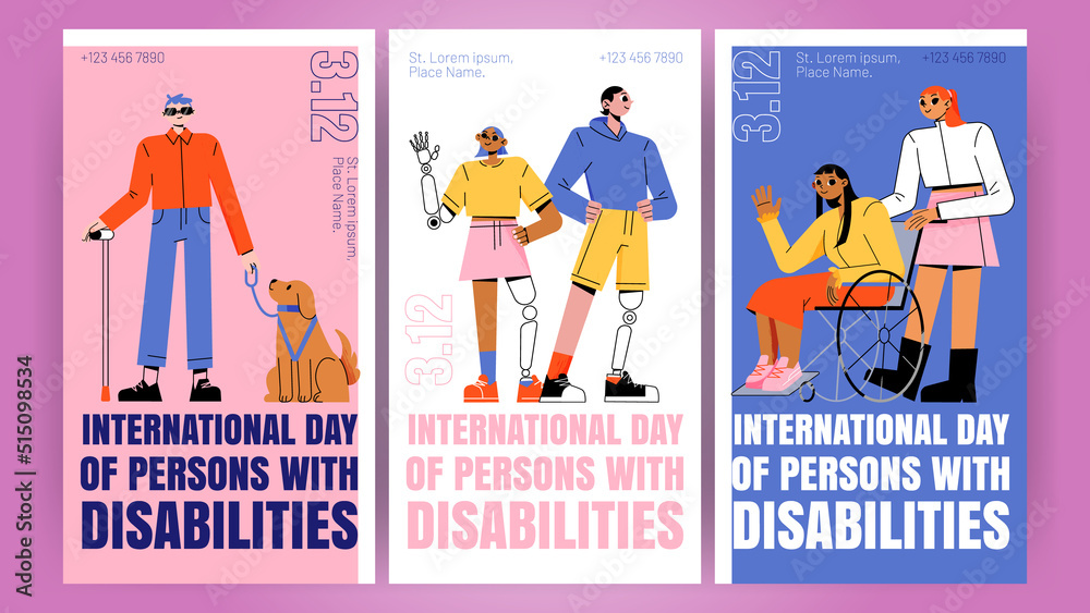 International day of persons with disabilities posters. Vector banners ...