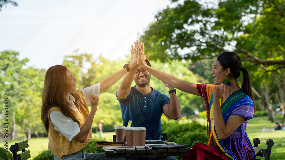 trust partnership.Young happy friend partner people Trust cheerful ...