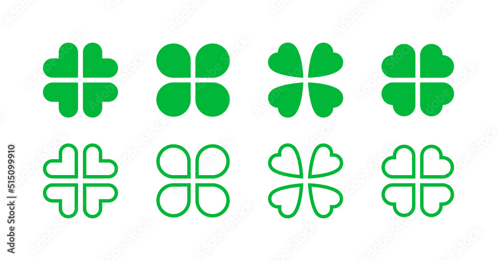 Clover luck icon. Shamrock leaf icon collection. Clover leaf logo sign ...