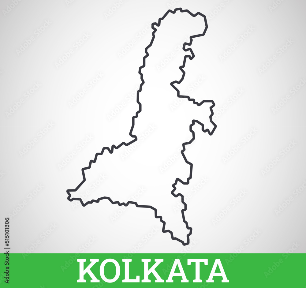 Simple outline map of Kolkata, India. Vector graphic illustration ...