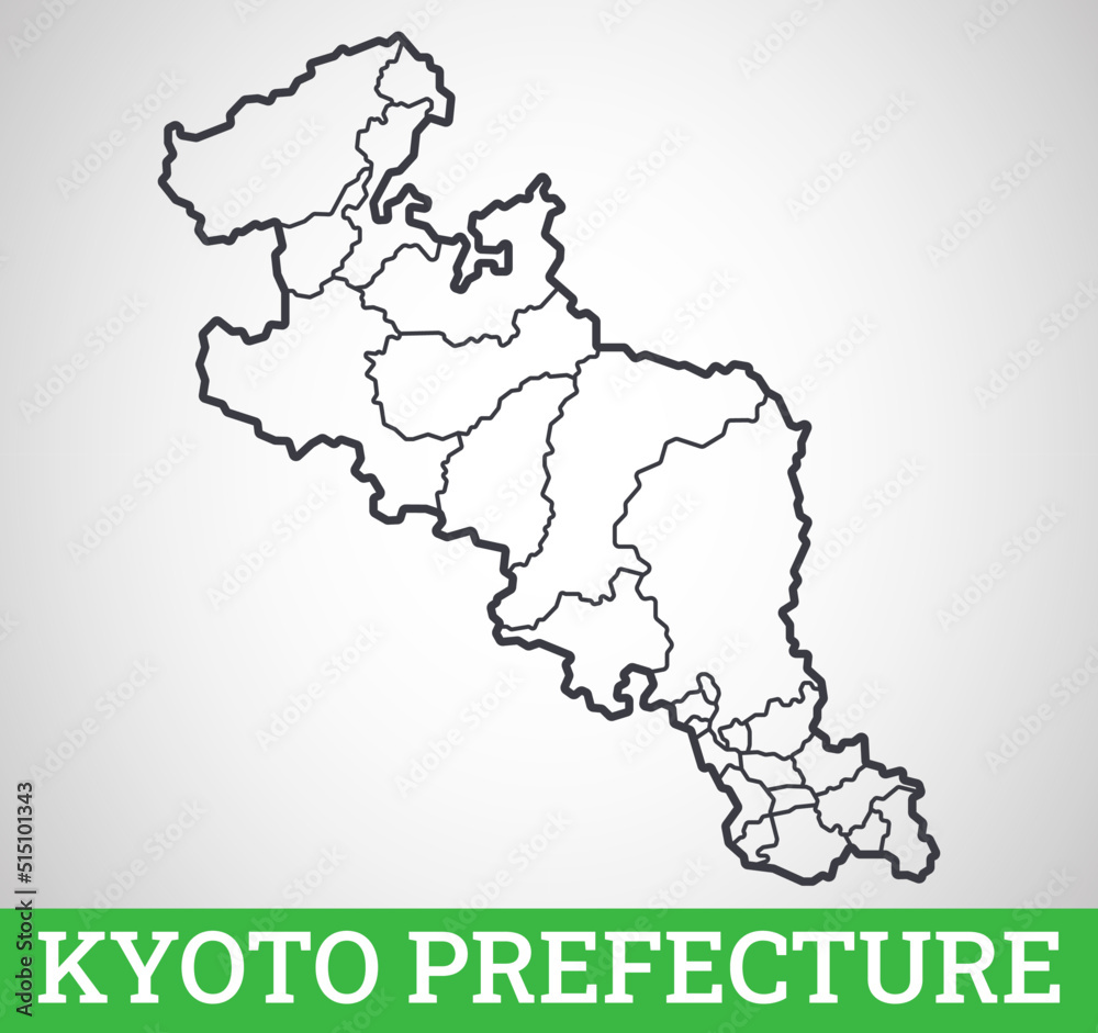 Simple outline map of Kyoto Prefecture, Japan. Vector graphic ...