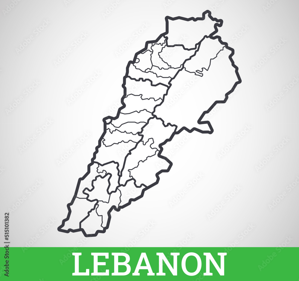 Simple outline map of Lebanon. Vector graphic illustration. Stock ...