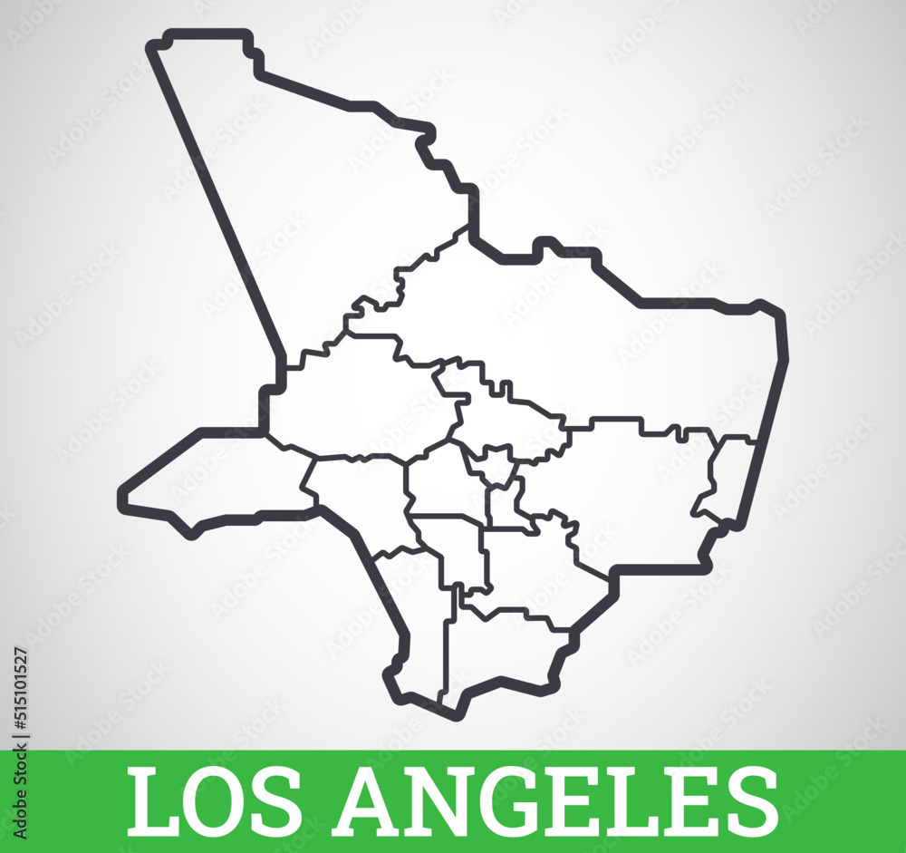 Simple outline map of Los Angeles, California, America. Vector graphic ...