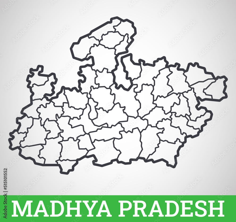 Simple outline map of Madhya Pradesh District, India. Vector graphic ... Simple outline map of Madhya Pradesh District, India. Vector graphic ...