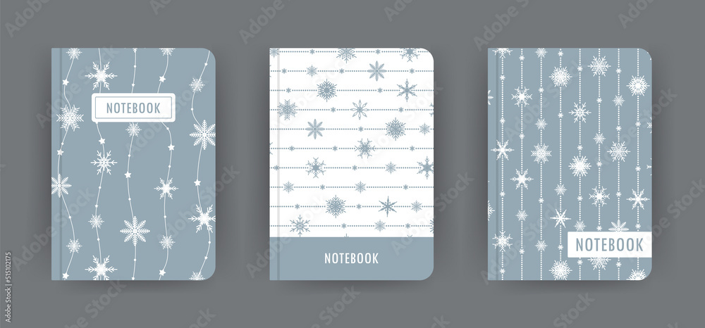 Cover page notebook collection. Templates with christmas patterns in ...