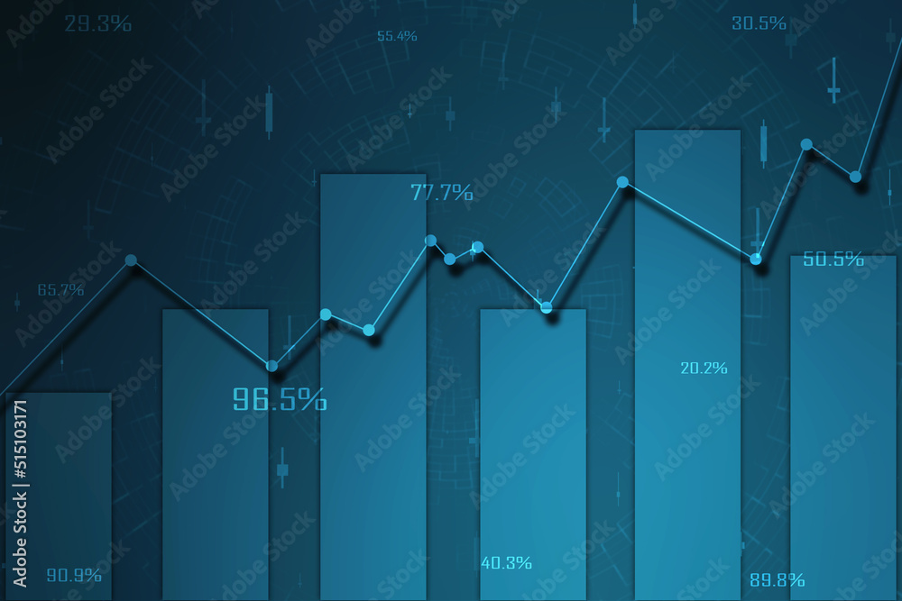 Business Growth graph on technology background, Futuristic raise arrow ...