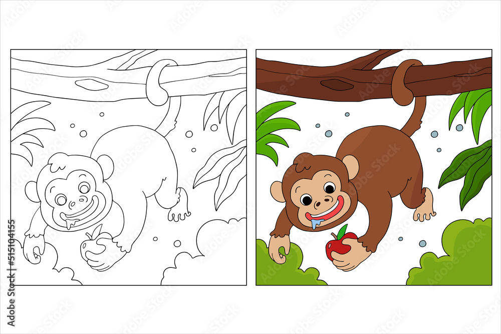 Hand Drawn Cute Animal Coloring Pages for kids Stock Vector | Adobe Stock