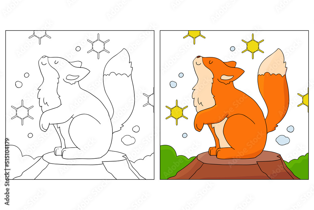 Hand Drawn Cute Animal Coloring Pages for kids 4 Stock Vector | Adobe Stock