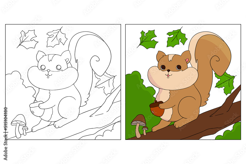 Hand Drawn Cute Animal Coloring Pages for kids 3 Stock Vector | Adobe Stock