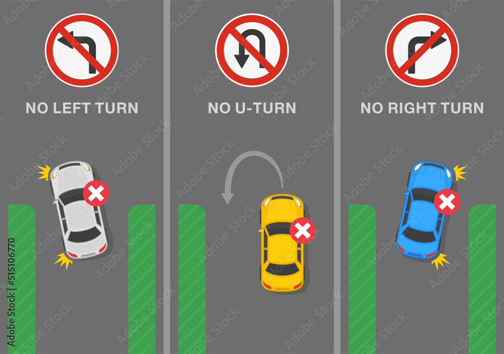 Traffic regulation tips and rules. Signs and road markings meaning. "No ...