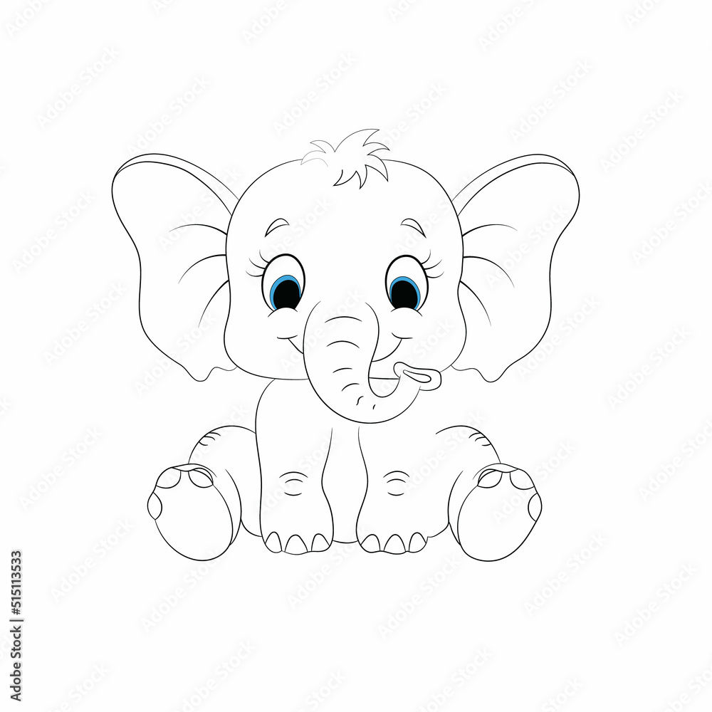 Elephant line drawing and vector art Stock Vector | Adobe Stock