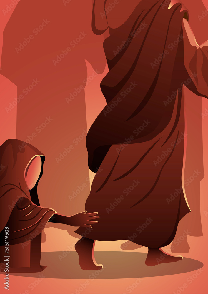 Jesus heals the bleeding woman Stock Vector | Adobe Stock