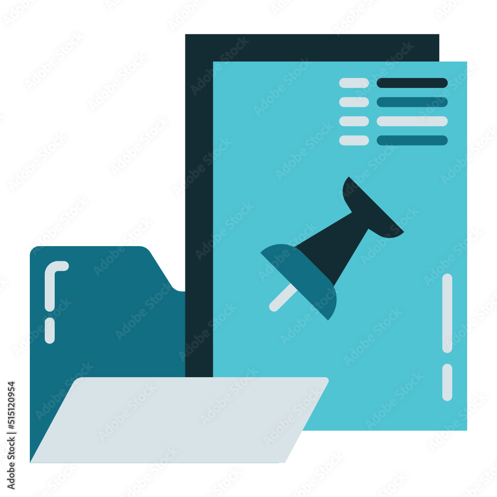 Vecteur Stock folder icon and pin nail on transparent background ...