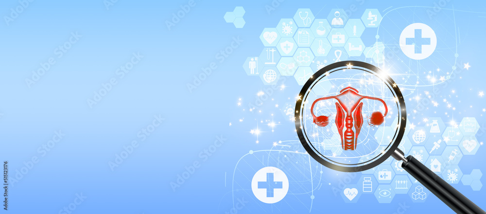 Hologram of the female uterine organ. gynecology, obstetrics, pregnancy ...