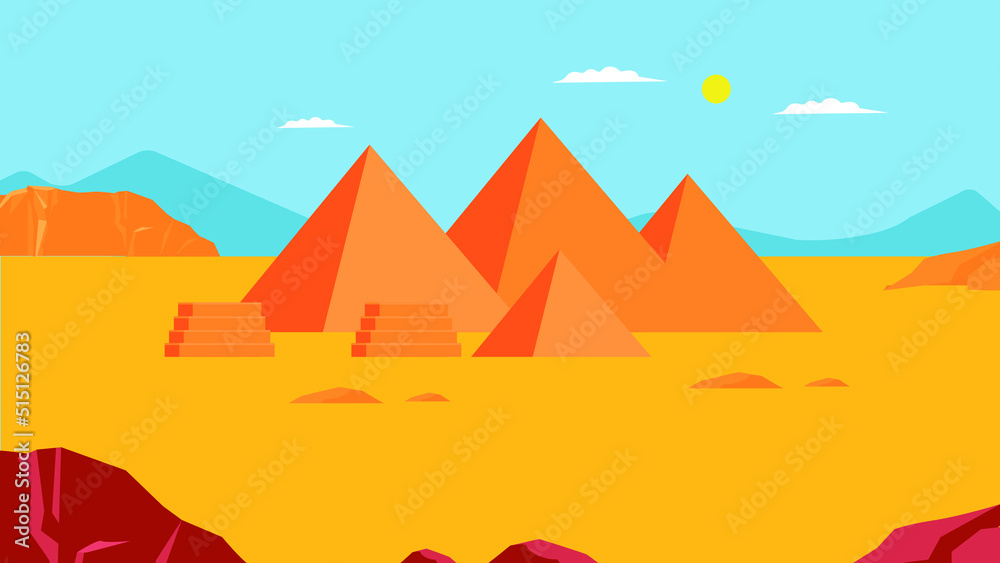 Egyptian pyramids, ancient pyramids, illustration Stock Vector | Adobe ...
