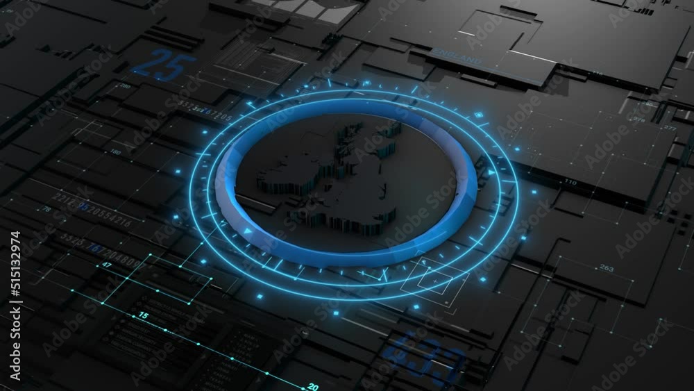 Futuristic United Kingdom technologically. Futuristic Digital Map of UK ...