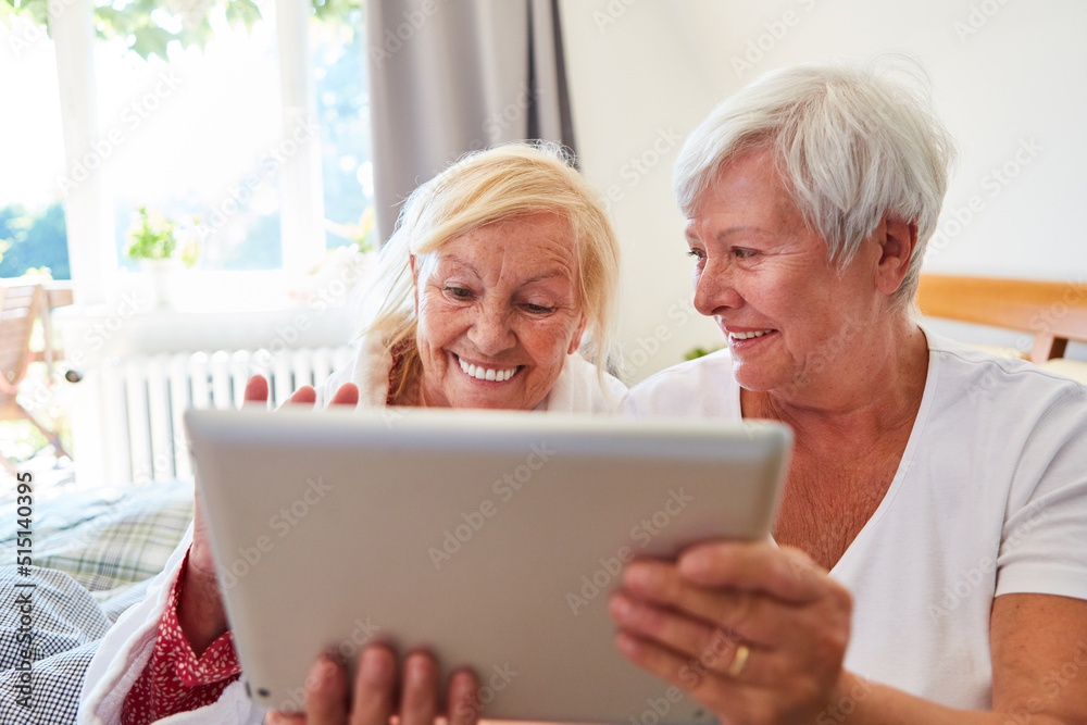 Seniors have fun video chatting on social media Stock Photo | Adobe Stock